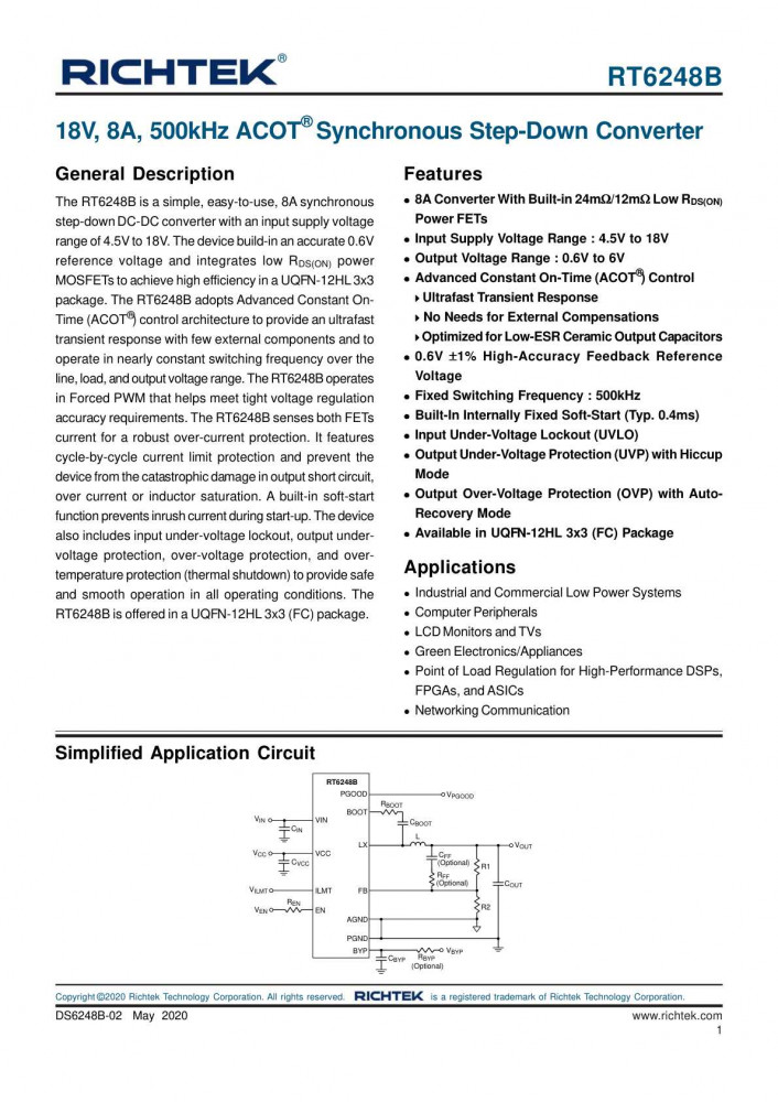 RT6248B datasheet page 1