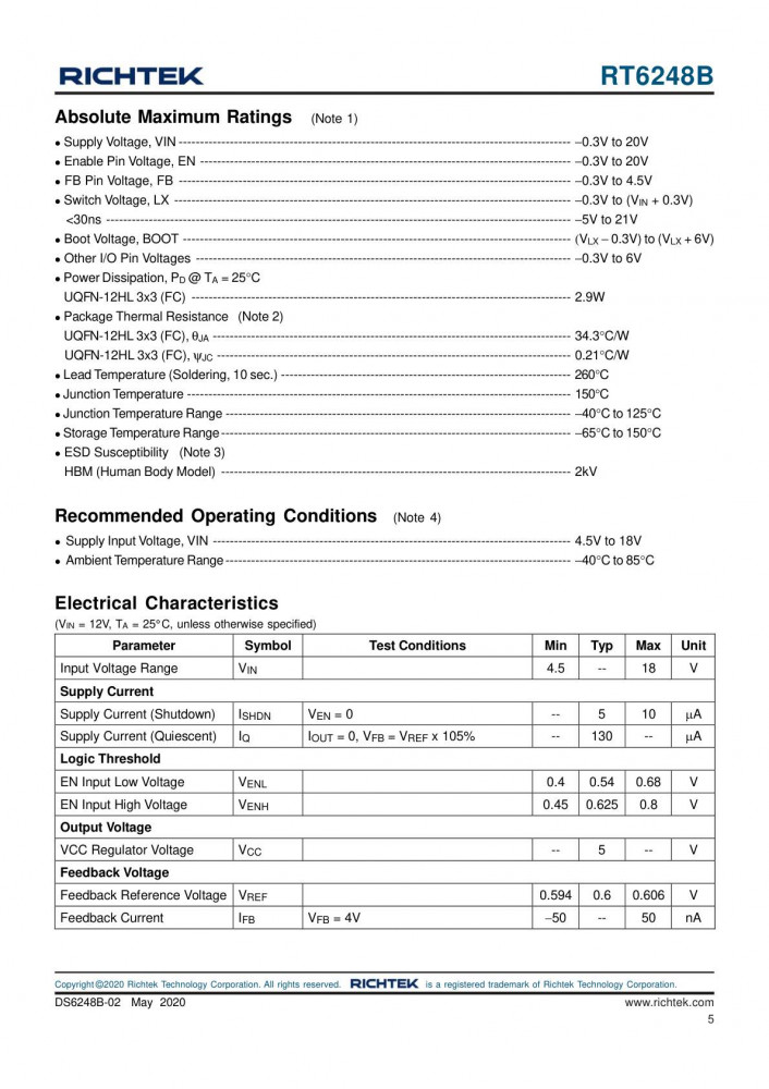 RT6248B datasheet page 5
