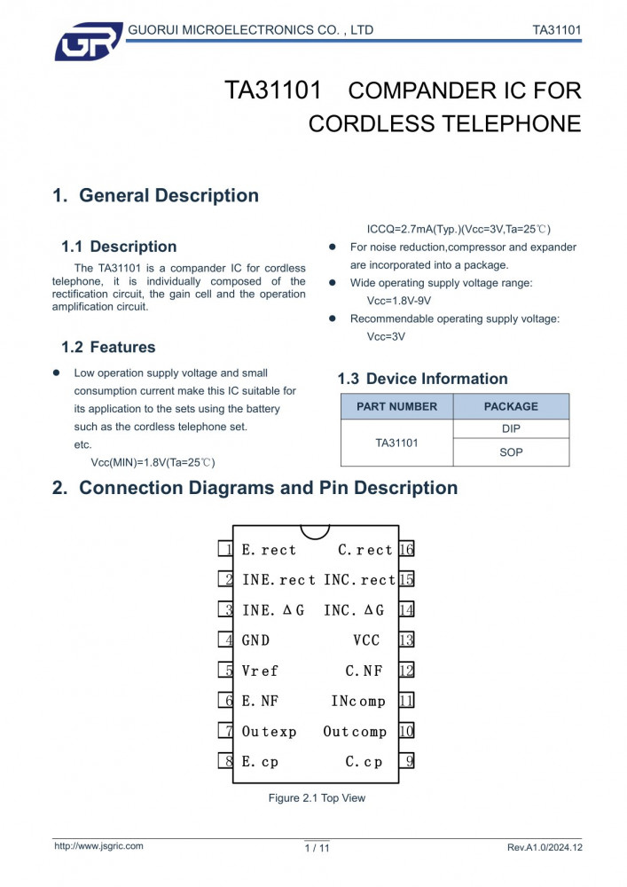 TA31101 datasheet page 1