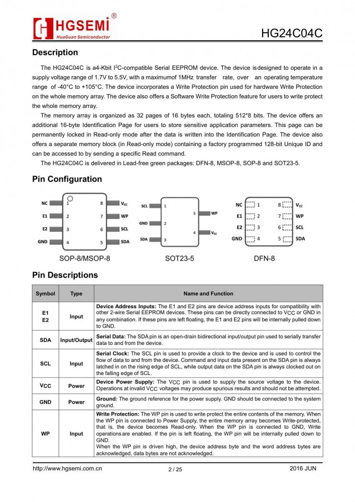 HG24C04CM/TR datasheet page 2