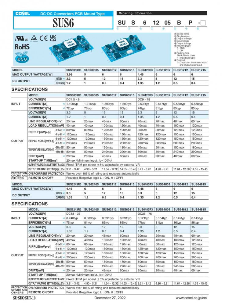 Cosel SUCS series datasheet page 10