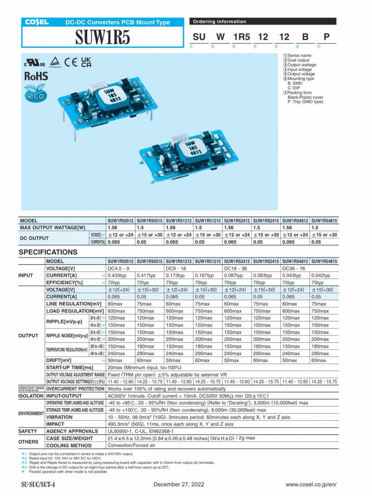 Cosel SUCS series datasheet page 4