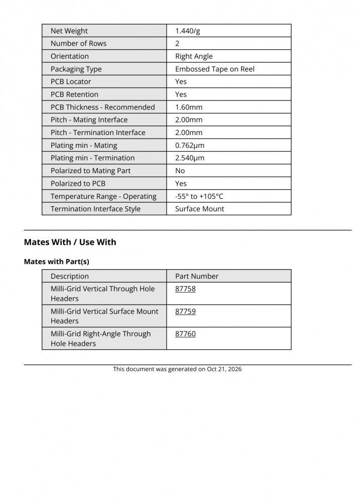 Technical document page 3 for MOLEX 873686135