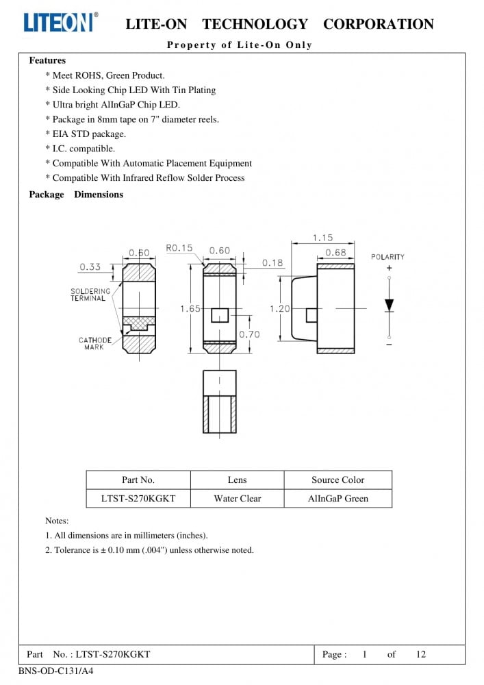LTST-S270KGKT datasheet page 2