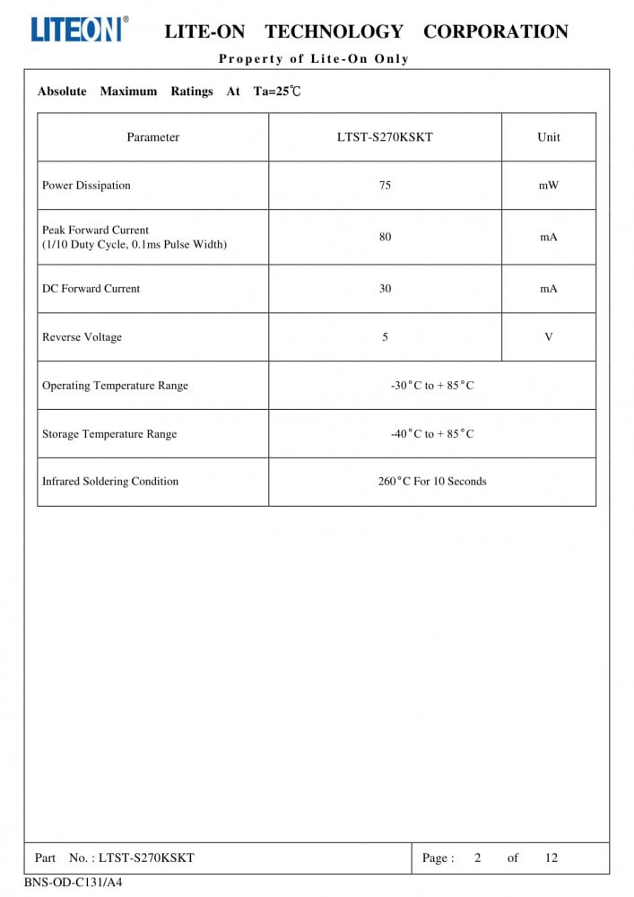 LTST-S270KSKT datasheet page 3