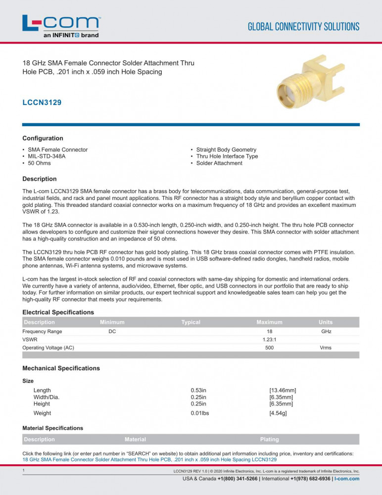 L-com LCCN3129 product document page 1
