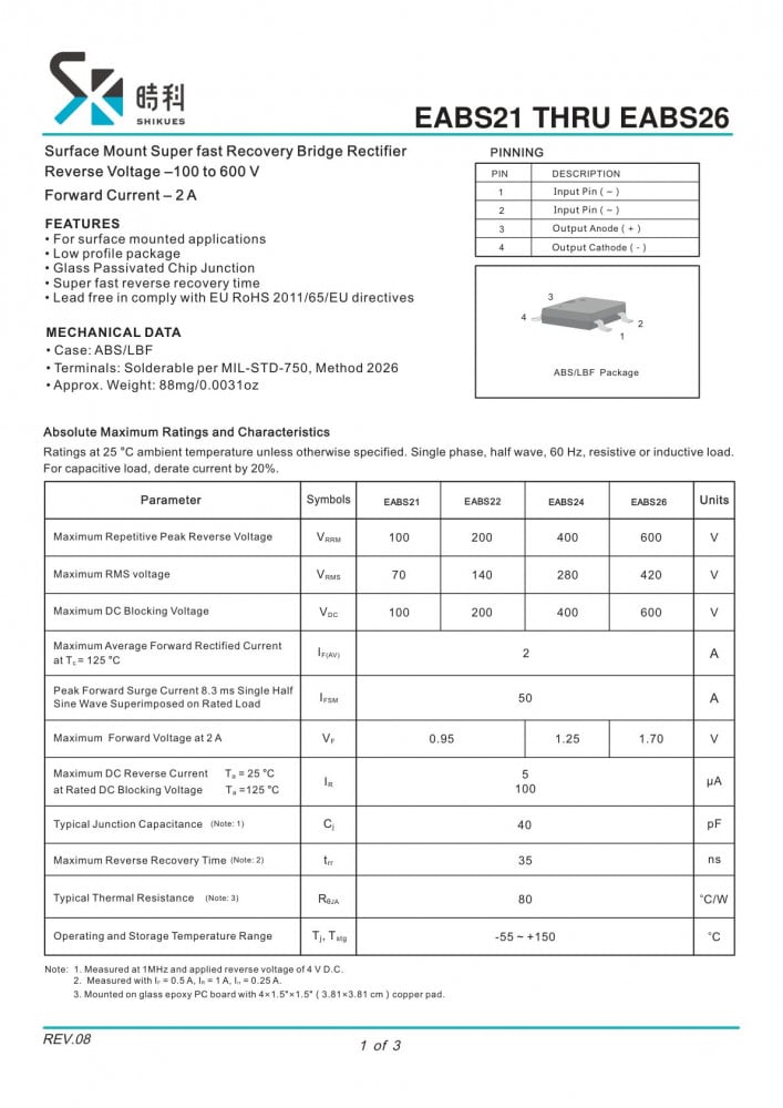 EABS26 datasheet page 1