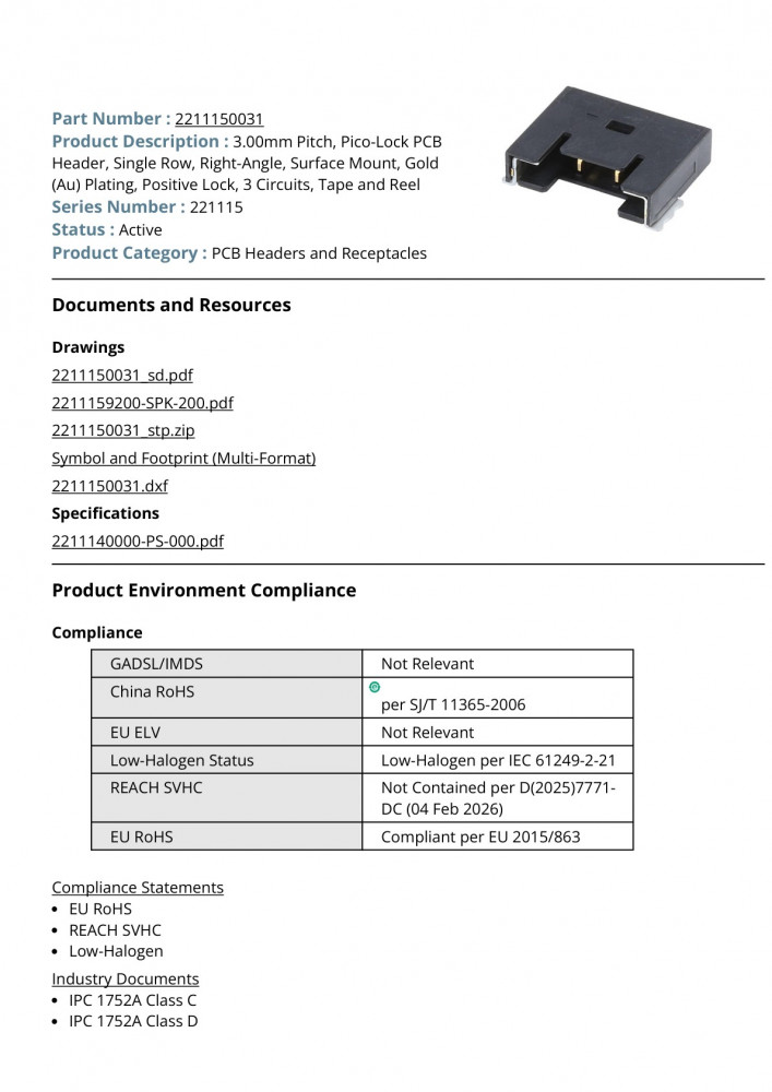 2211150031 technical document preview, page 1