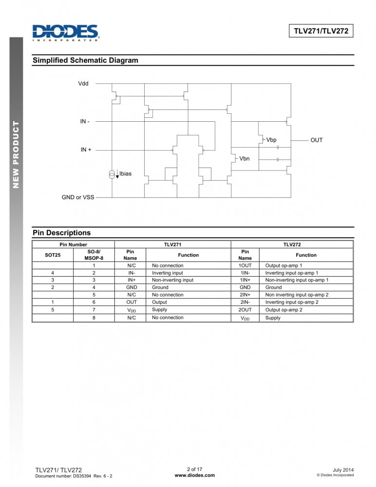 TLV271IW5-7 datasheet page 2