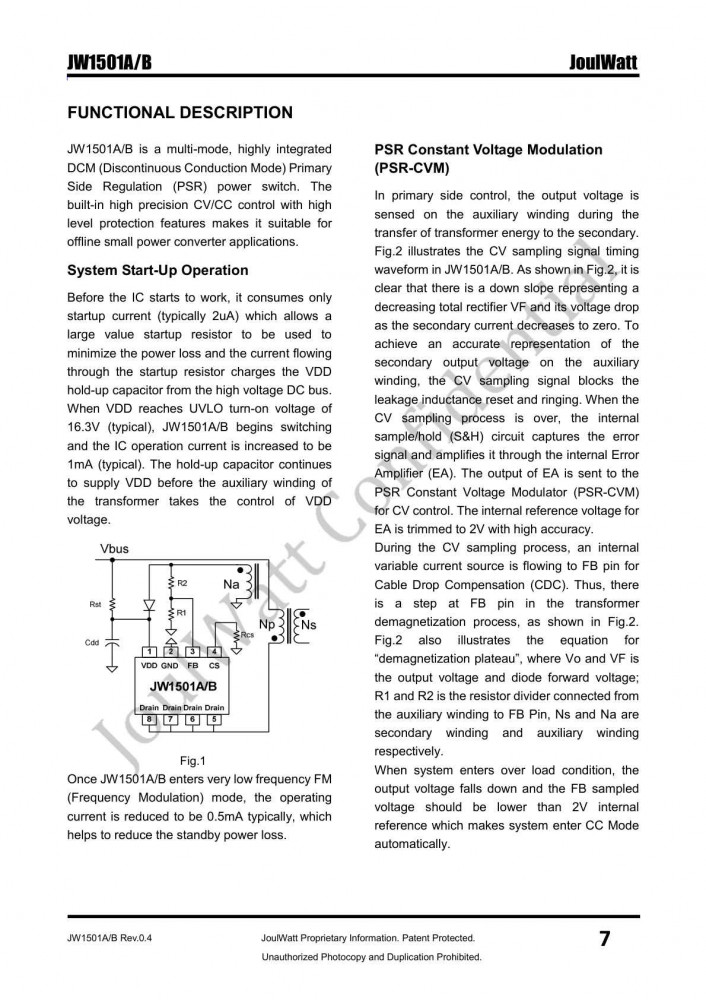 JW1501A datasheet page 7