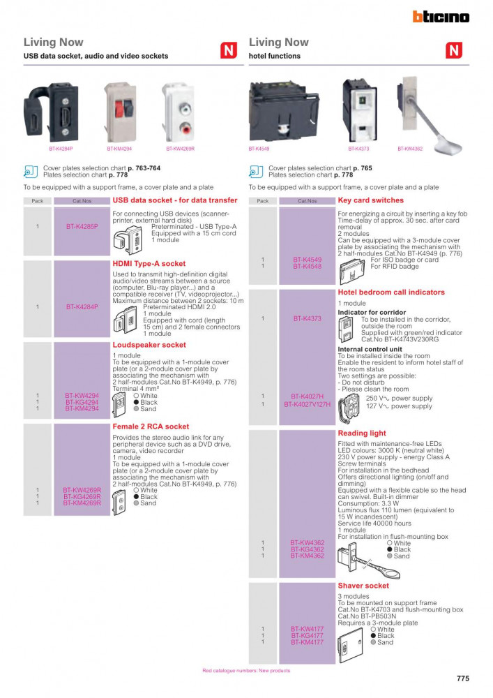 Product documentation page for the Legrand modular wiring product range