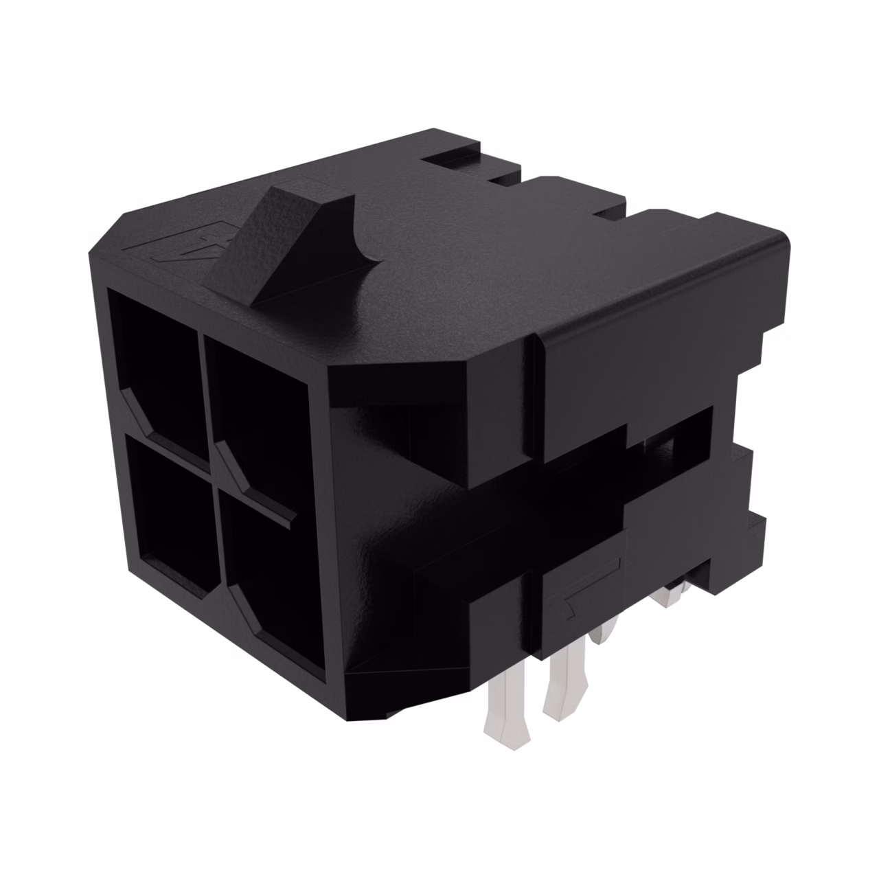 Micro-Fit+ Right-Angle Header, Through Hole, 3.00mm Pitch, Dual Row, 4 Circuits, 1.52µm Matte Tin (Sn) Plating, Glow-Wire Capable, Press Clip, Black, 3.18mm PC Tail, Tray for sale