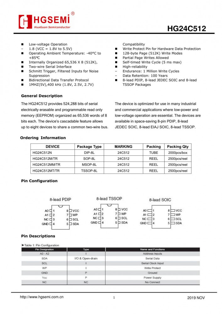 HG24C512 datasheet page 1