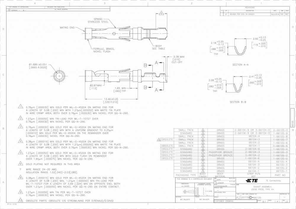 TE Connectivity 66105-1 technical drawing