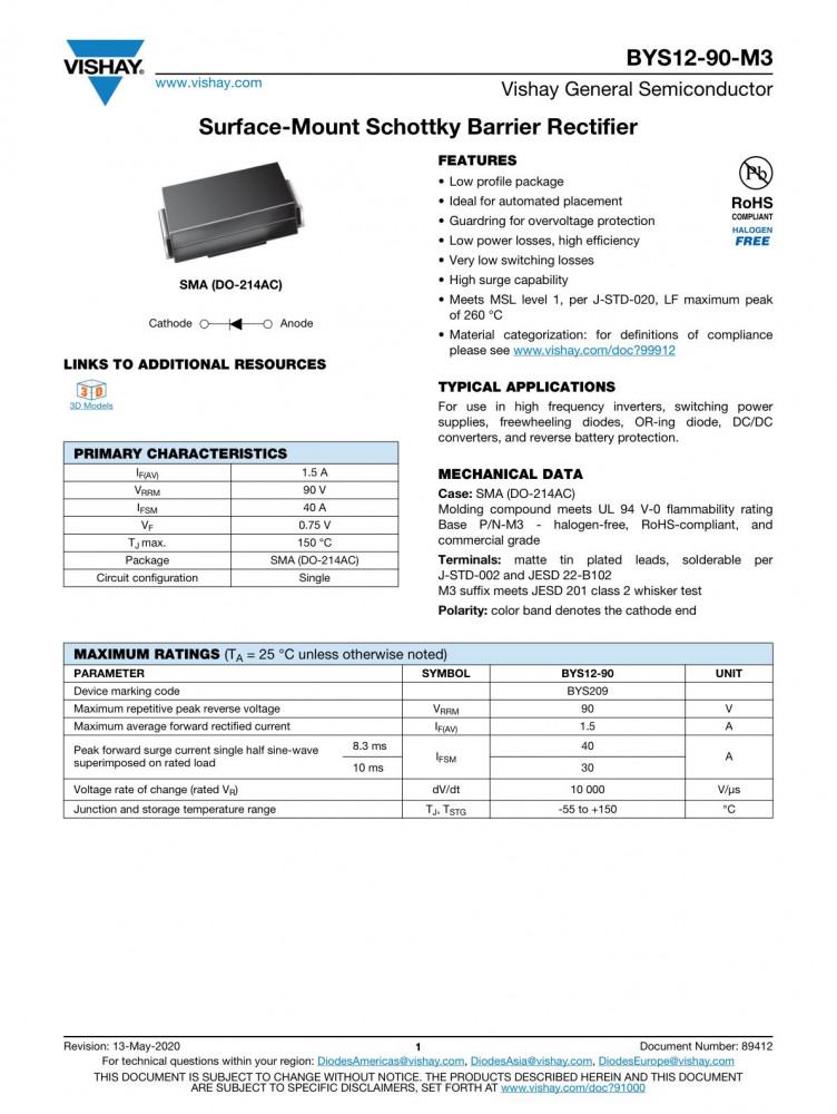 BYS12-90-M3/TR technical document page 1