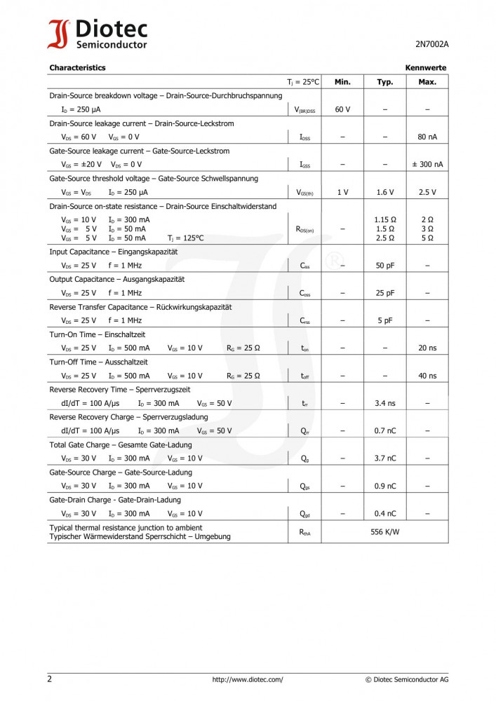 2N7002A technical document page 2