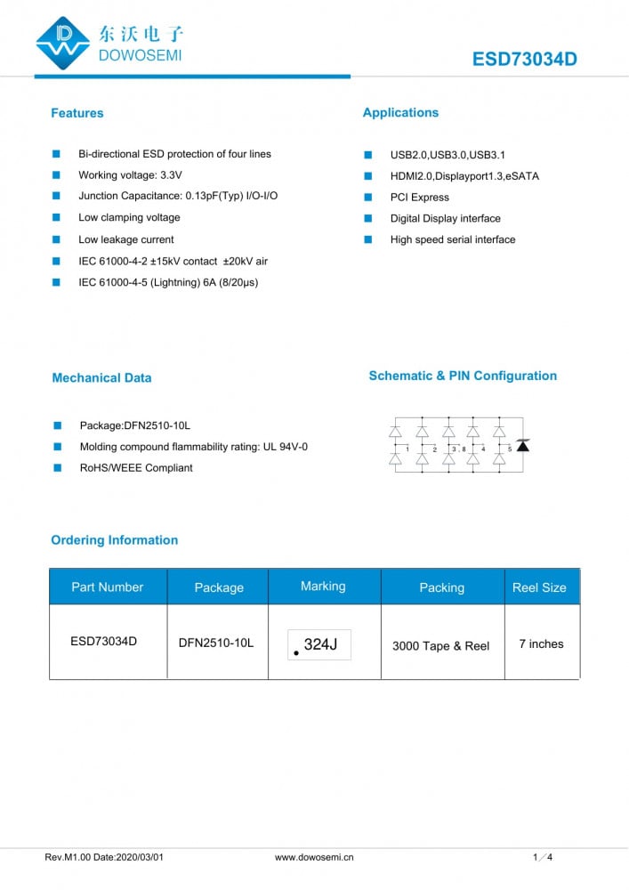 ESD73034D datasheet page 1