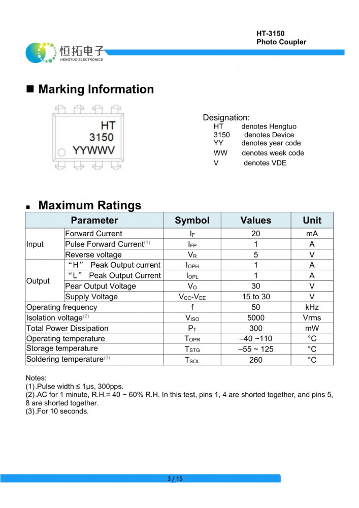 HT-3150 datasheet page 4