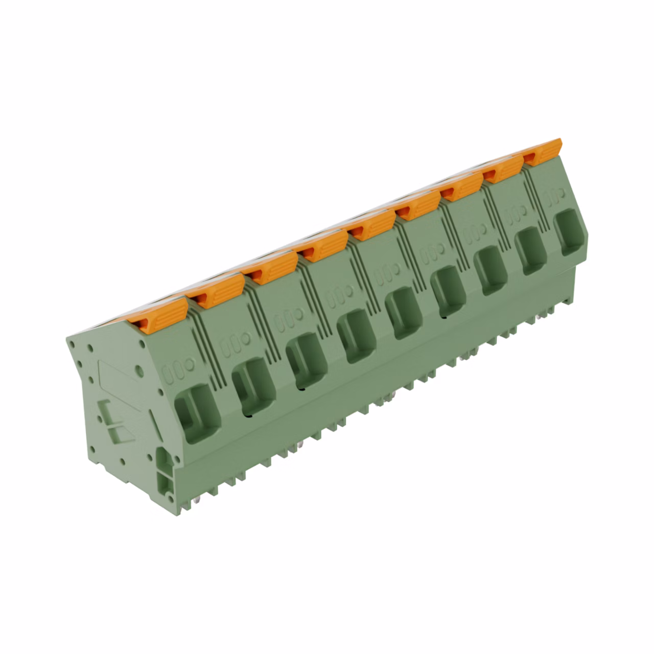 15.00mm Pitch Lever Activated Fixed Mount PCB Terminal Block, 35° Wire Entry, Left Front Terminal, 9 Circuits for sale