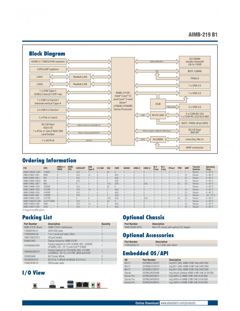 AIMB-219 B1 product document, page 2