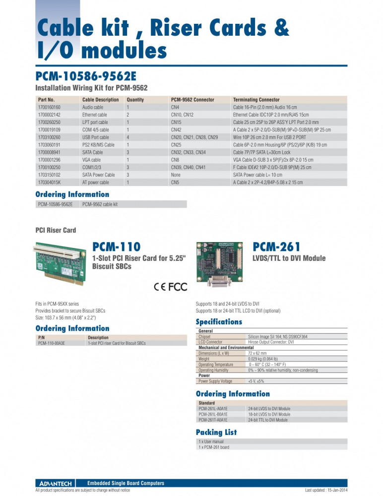 ADVANTECH PCM-261 technical document preview