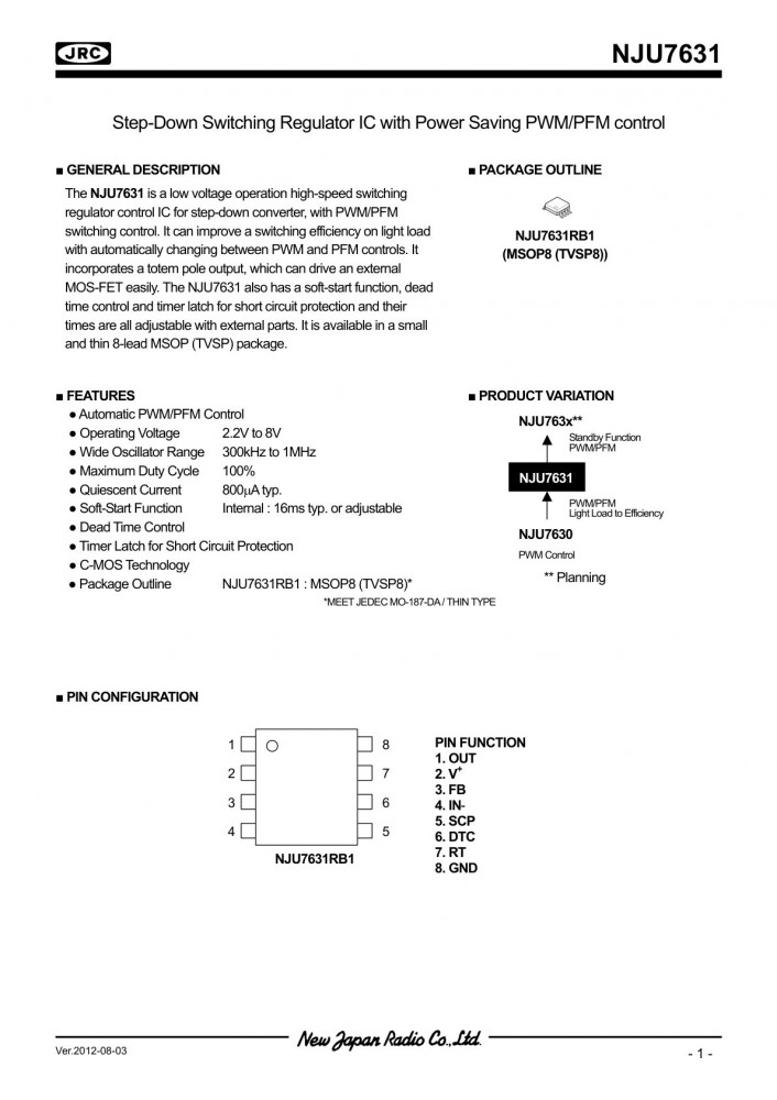 NJU7631 datasheet page 1