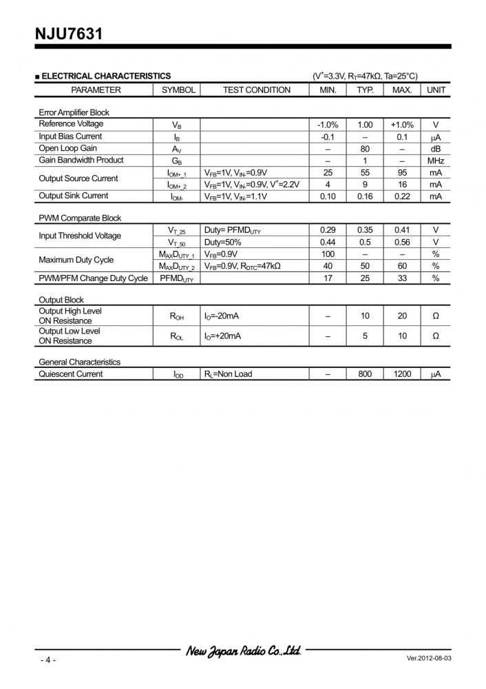 NJU7631 datasheet page 4