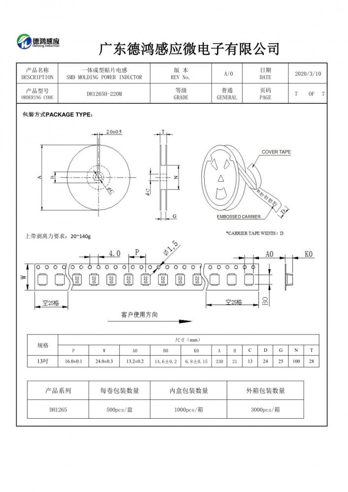 DH1265H-220M technical document page 8