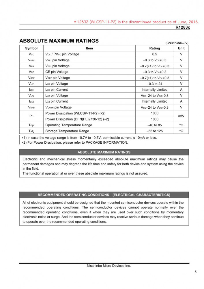 R1283x datasheet page 5