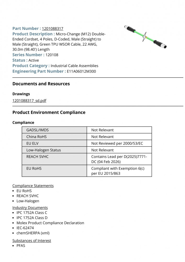 Molex product drawing page 1