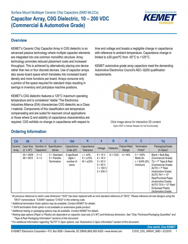 KEMET CA064 series datasheet page 1