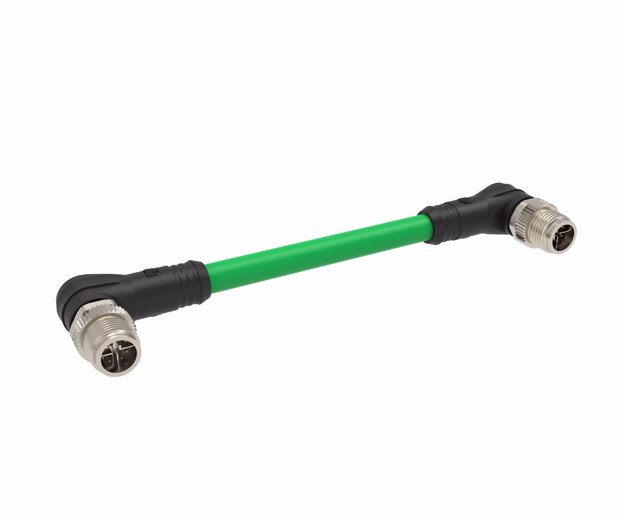 Micro-Change (M12) to Micro-Change (M12) Double-Ended Cordset, 8 Poles, X-Coded, Male (90°) to Male (90°), 26 AWG, Green Shielded TPE Cable, 12.0m (39.37') Length