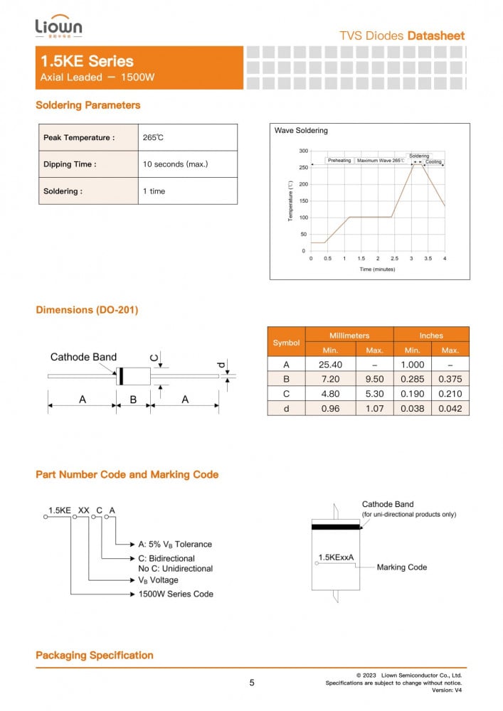 Liown 1.5KE series datasheet page 5