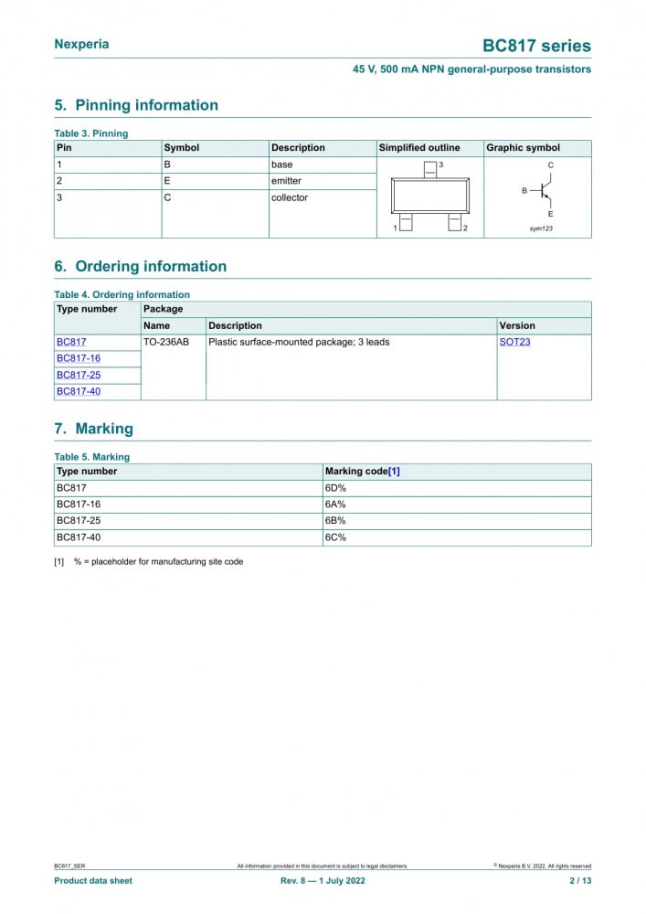 BC817-25 datasheet page 2