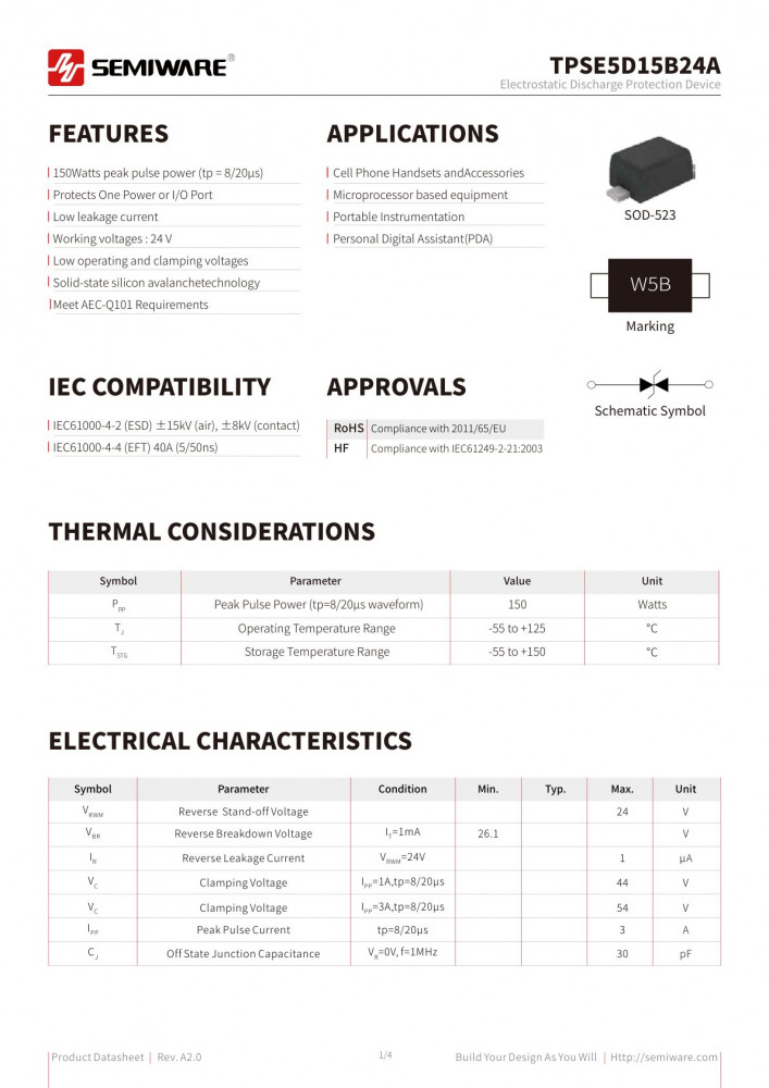 TPSE5D15B24A datasheet page 1