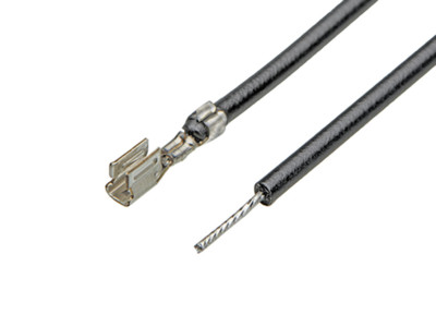 Pre-Crimped Lead KK Plus 250 Female-to-Pigtail, Tin (Sn) Plating, 450.00mm Length, 24 AWG, Black
