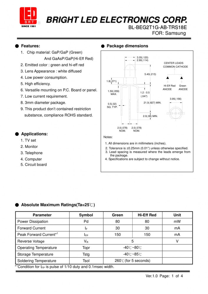 BL-BEG2T1G-AB-TRS18E datasheet page 1