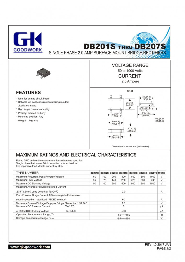 DB207S-T datasheet page 1