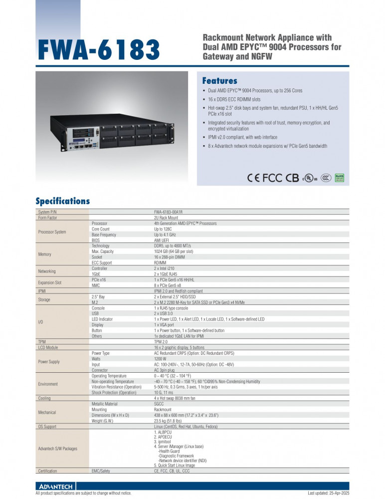 ADVANTECH FWA-6183 product document page 1
