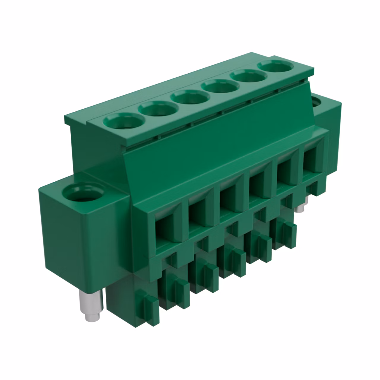 3.81mm Pitch Eurostyle Vertical Plug, with Retention Screws, Front Wire Entry, Green Housing, Gold (Au) Plated, 6 Circuits for sale