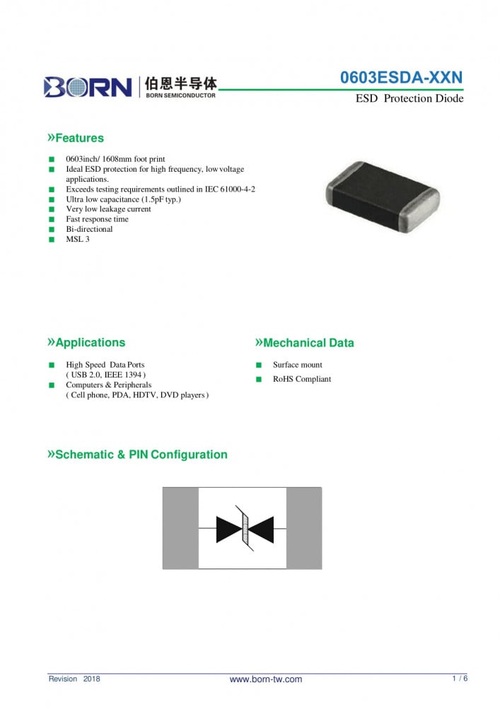 0603ESDA-18N datasheet page 1