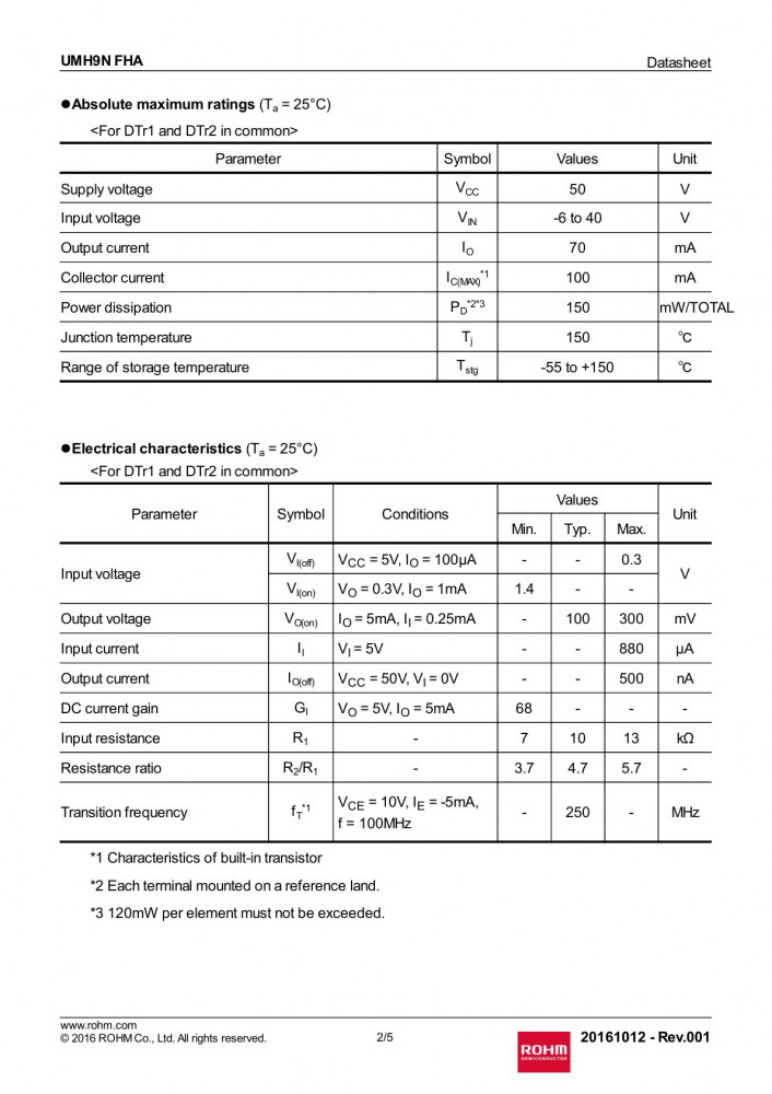 UMH9NFHATN technical document page 2