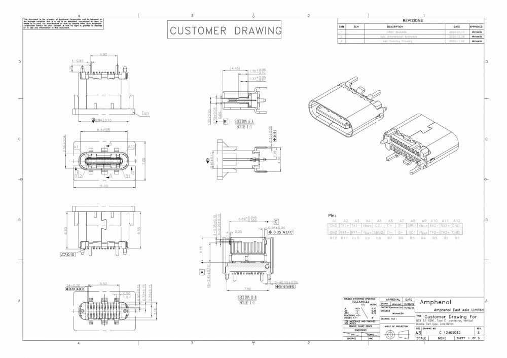 Amphenol 12402032 customer drawing page 1