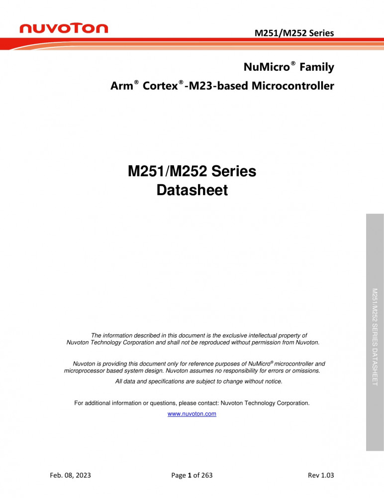 M251/M252 datasheet page 1