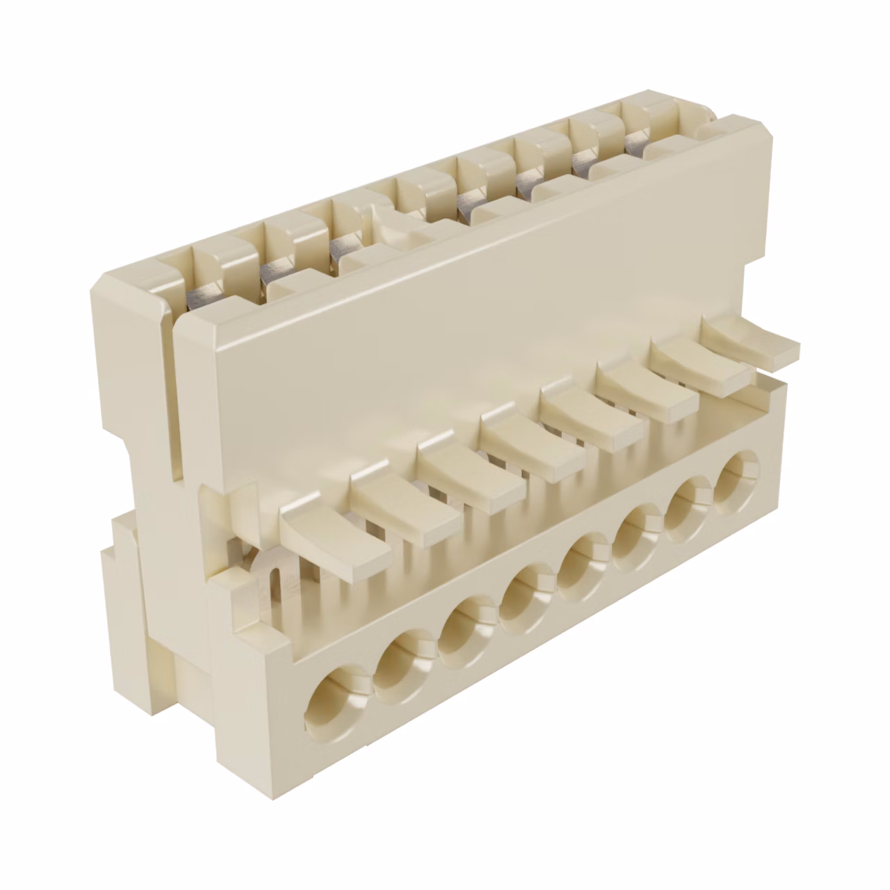 Appli-Mate RAST 2.5 Connector, 2.50mm Pitch, Female, 6 Circuits, Polarizing Rib Between 4/5, Closed Endwalls, Brown Color Stripe, Tin Plating