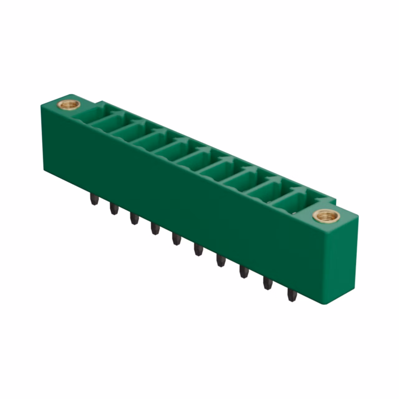 3.81mm Pitch Eurostyle Vertical PCB Header, with Threaded Retention Inserts, Green Housing, 10 Circuits for sale