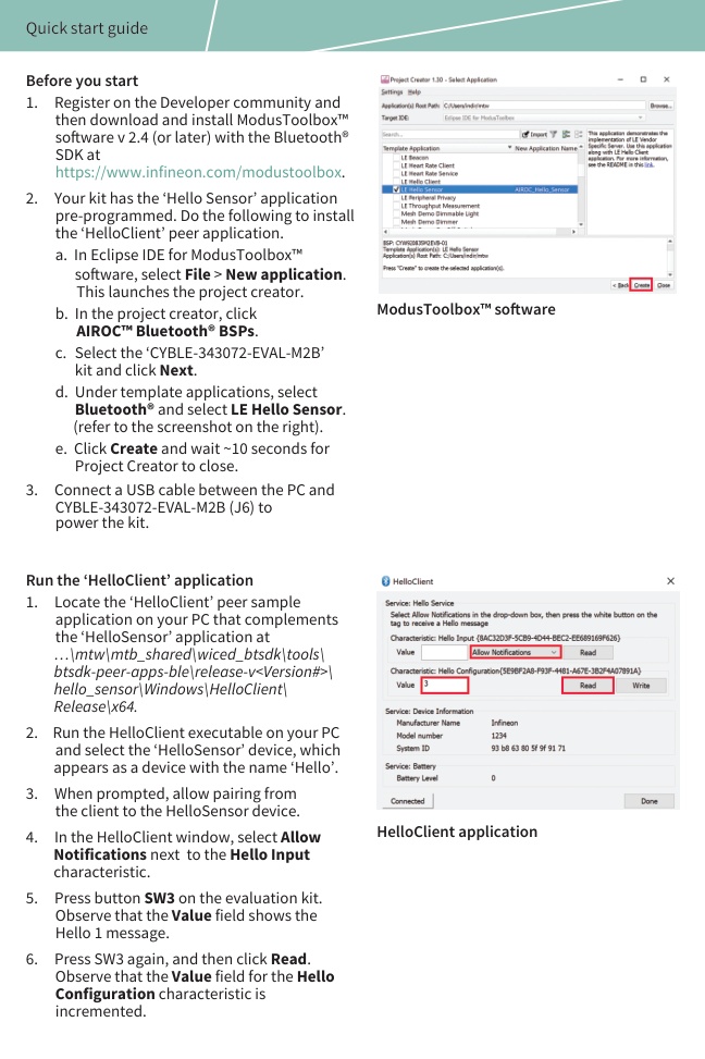 CYBLE-343072-EVAL-M2B quick start guide page 2