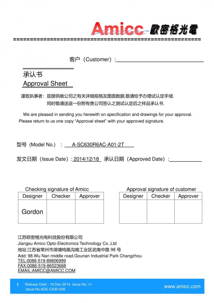 A-SC630R6AC-A01-2T datasheet page 1