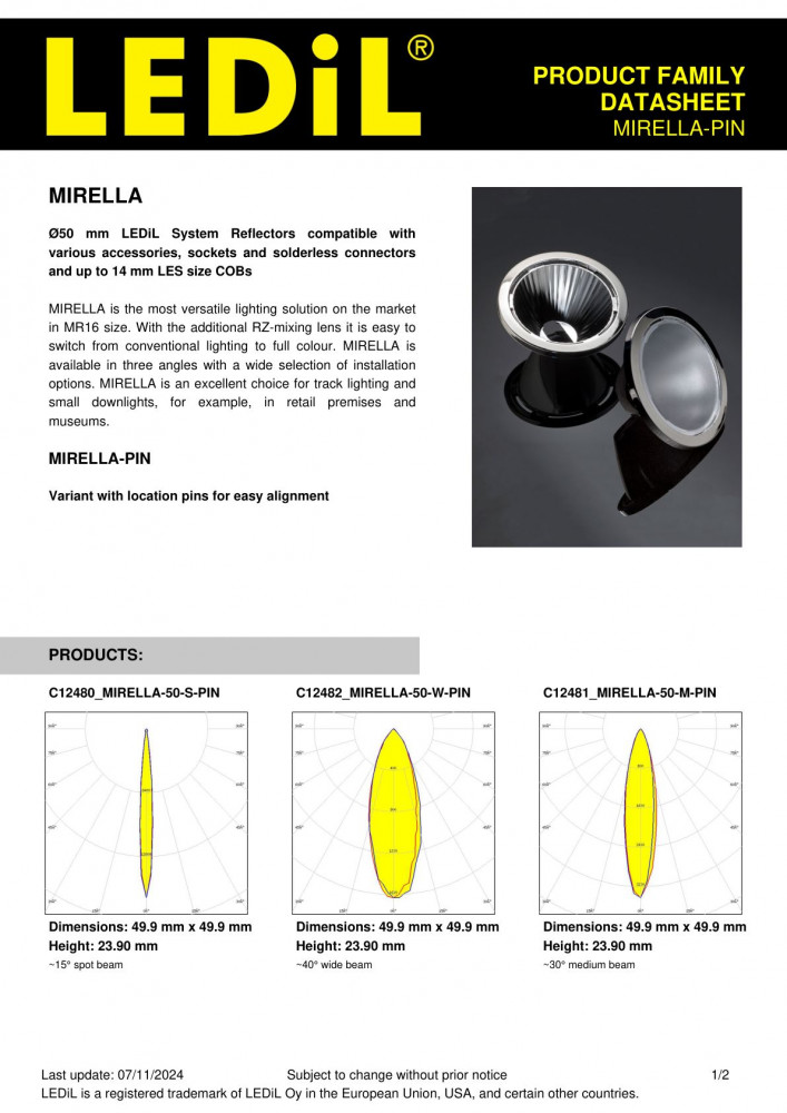 MIRELLA-50-W-PIN technical document, page 1