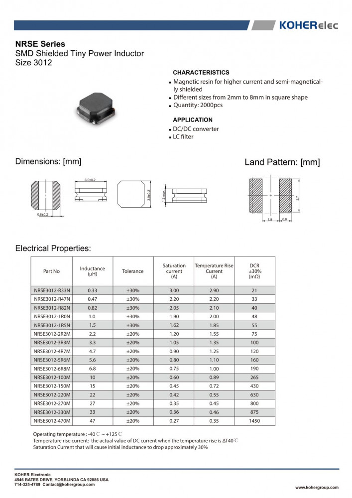 NRSE3012-3R3M technical document page 1